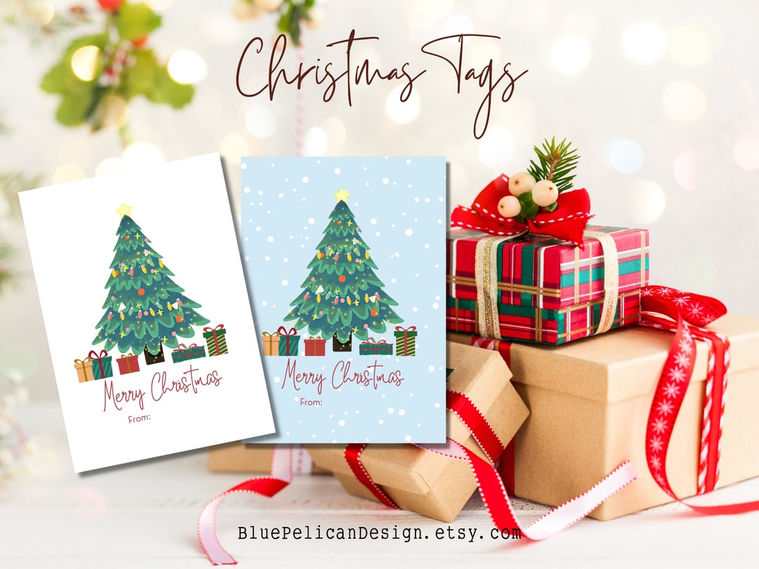 Editable Christmas Tree Gift Tags – Holiday Favor Tags (canva Template ...