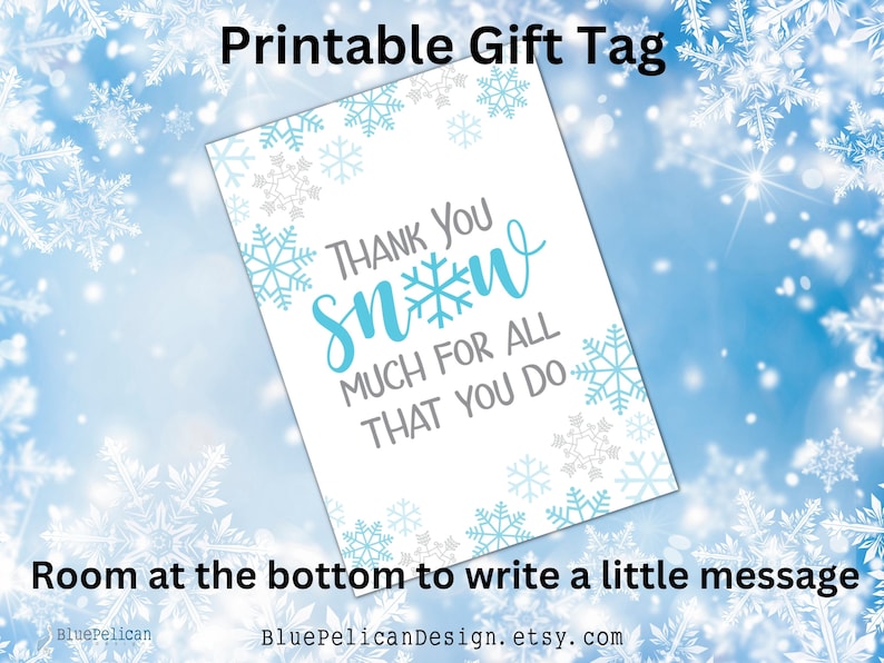Thank You SNOW Much Teacher Gift Tags Christmas Gift Tag - Etsy