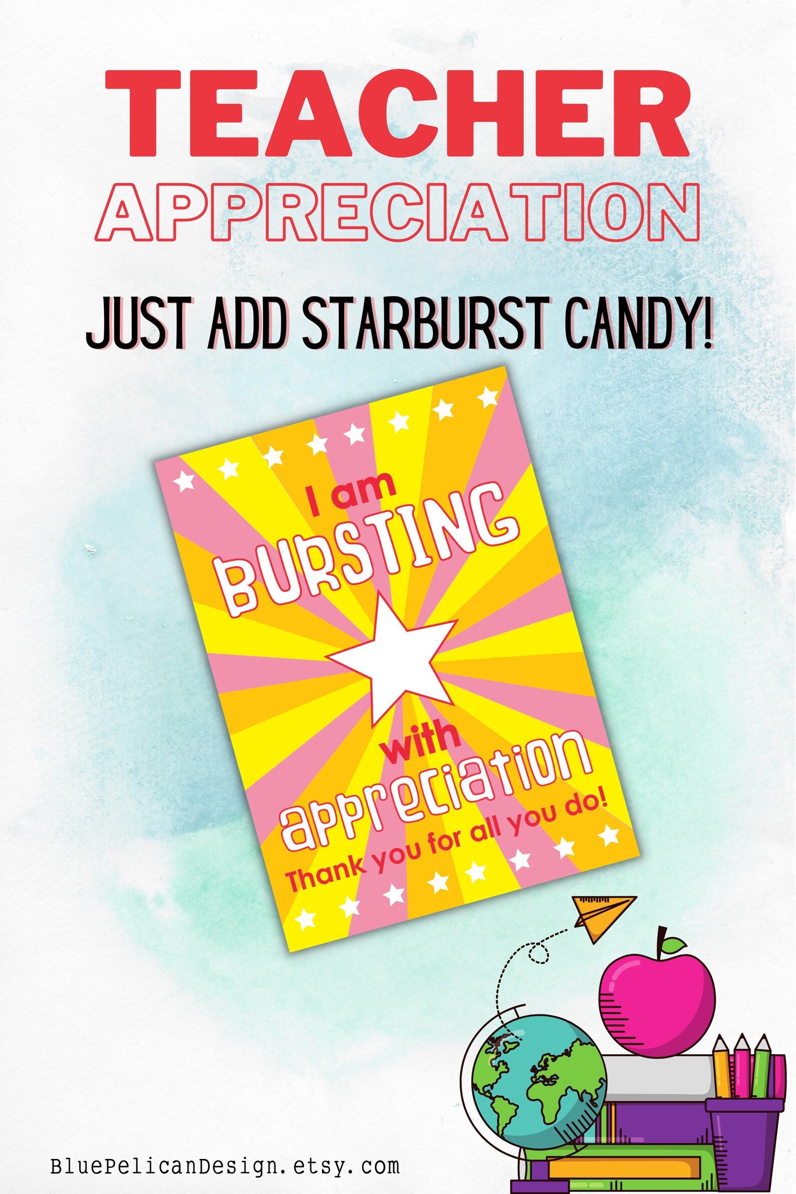 Printable Starburst Teacher Appreciation Gift Tag (digital Download) - Etsy