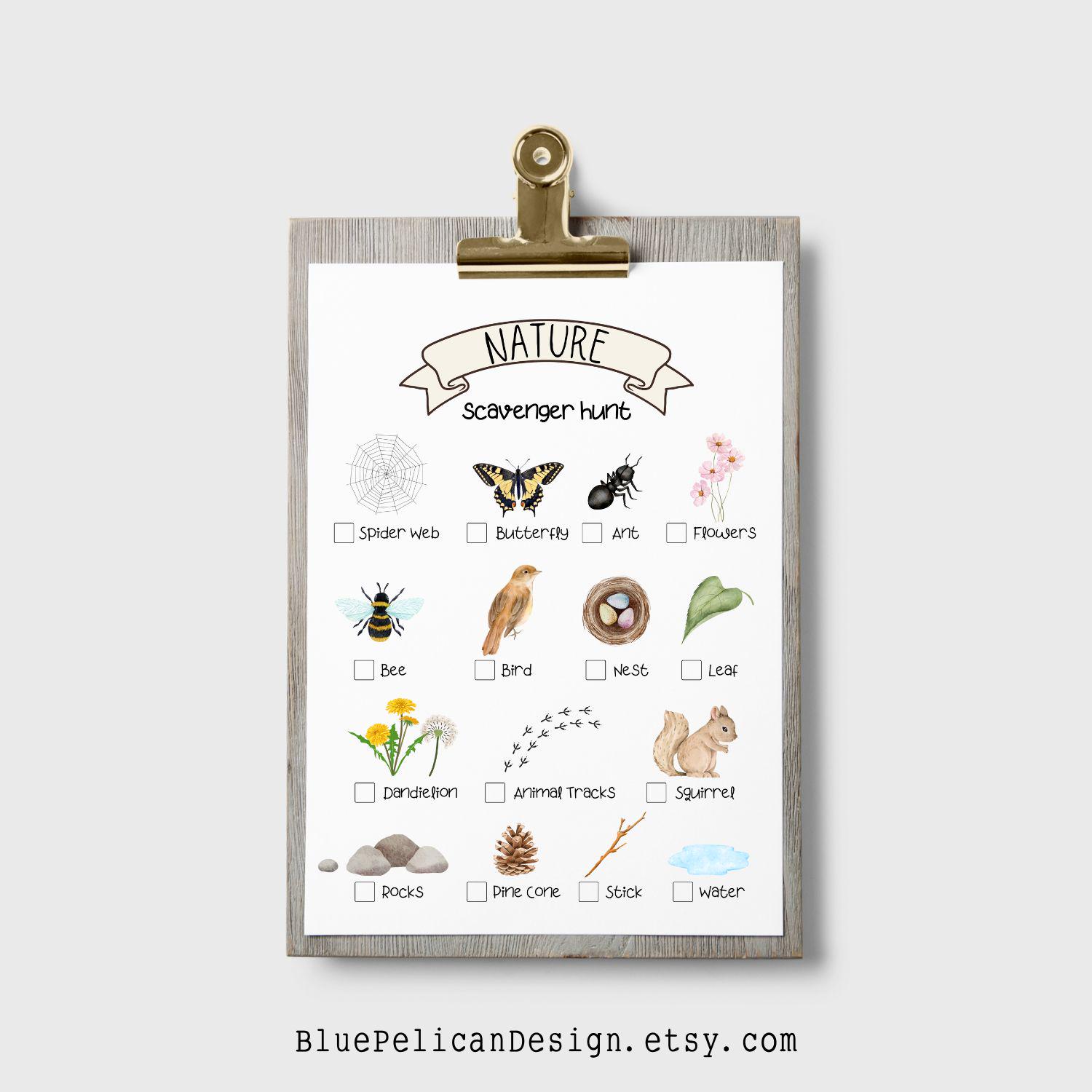Printable Nature Walk Scavenger Hunt, Hiking Game, Camping Activity ...