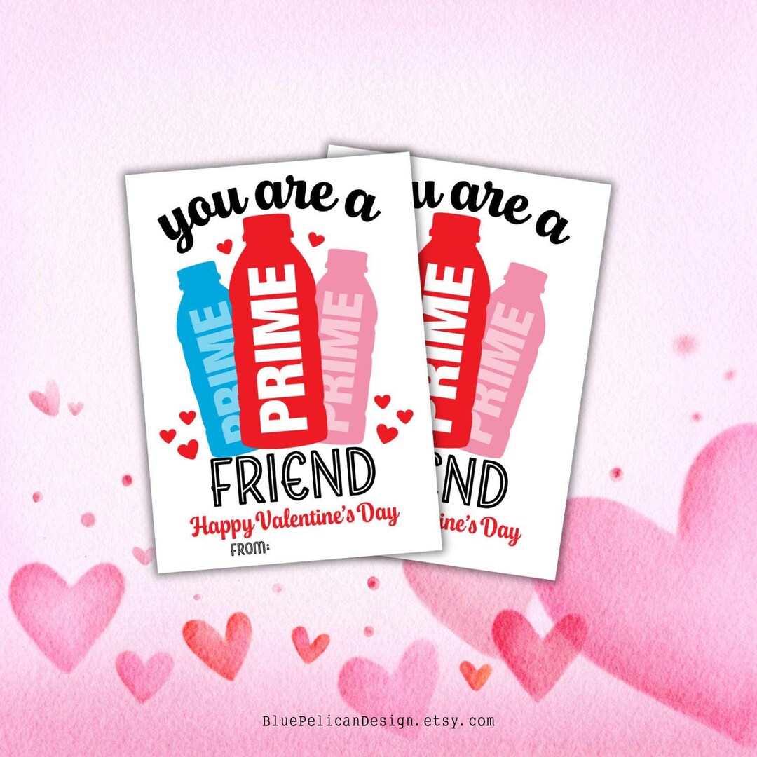 Prime Valentine Gift Tags – Drink Bottle Printable Valentine Cards for ...