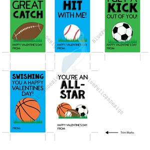 Boy Valentine Card - Sports Valentine - Class Valentine Gift Tag ...