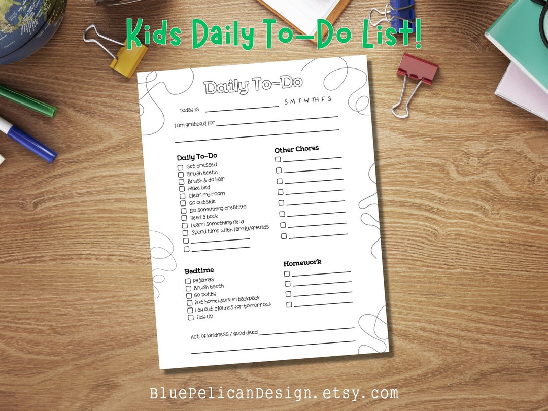 Kids Daily to Do List Printable – Kids Chore Chart – Morning Routine ...