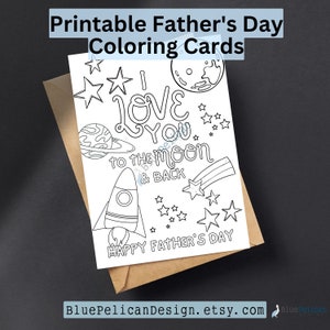 Space Card for Dad Happy Father's Day Coloring Cards - Etsy
