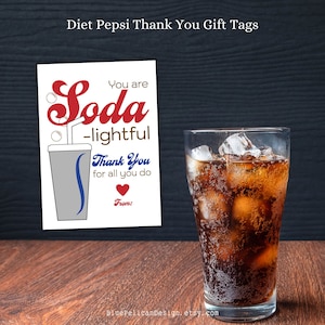 Diet Pepsi Soda-lightful Thank You Gift Tags – Printable Soda Card for ...