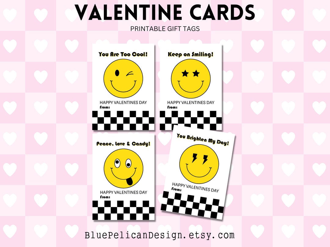 Smiley Face Valentine Cards – Retro Valentine Cards – Cute Valentines ...