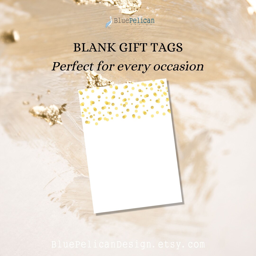 Blank Gift Tags – Gold Favor Tag – Cute Printable Gift Tags – Confetti ...