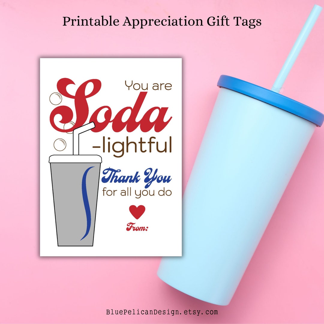 Diet Pepsi Soda-lightful Thank You Gift Tags – Printable Soda Card for ...
