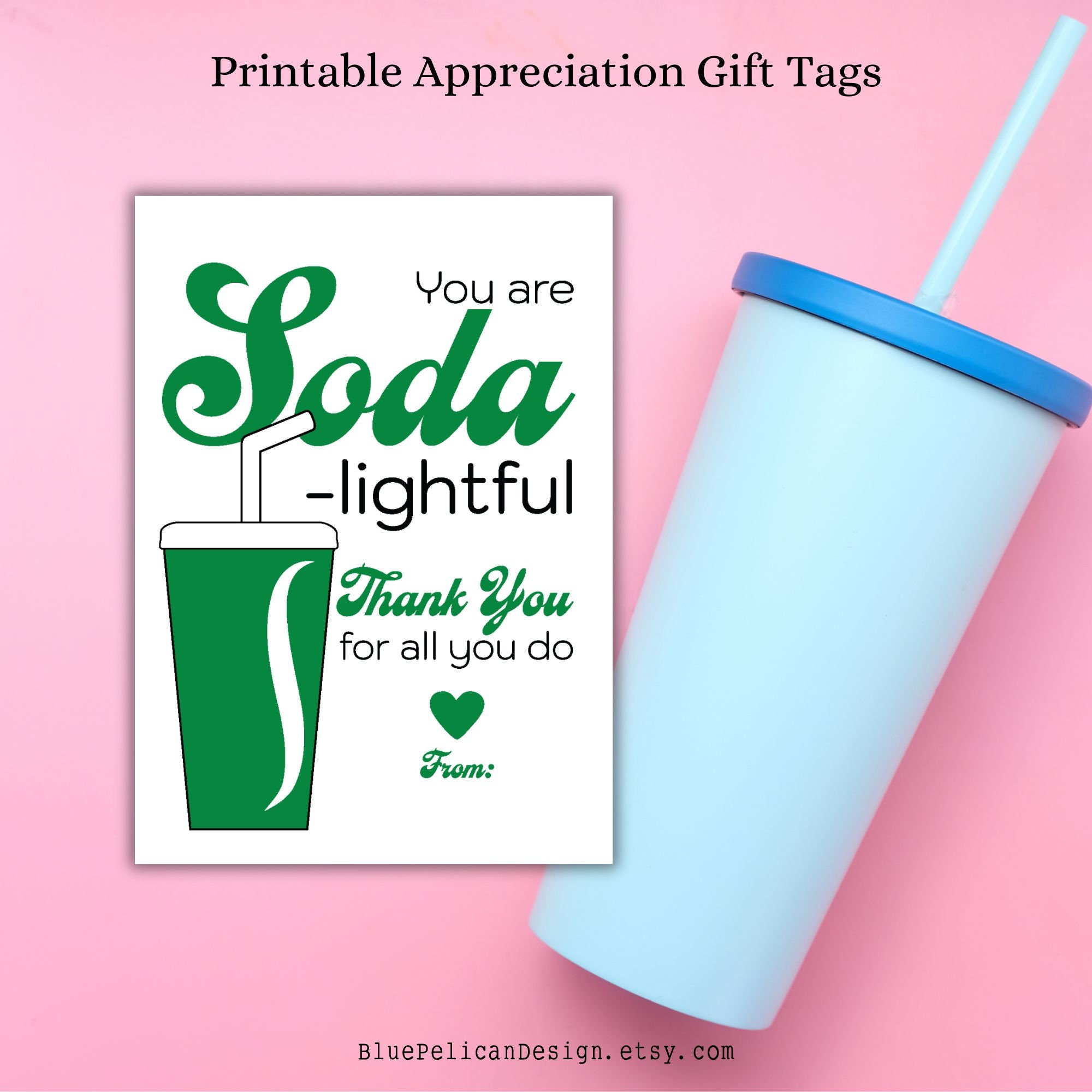 Sprite or 7up Soda-lightful Thank You Gift Tags – Printable Soda Card ...