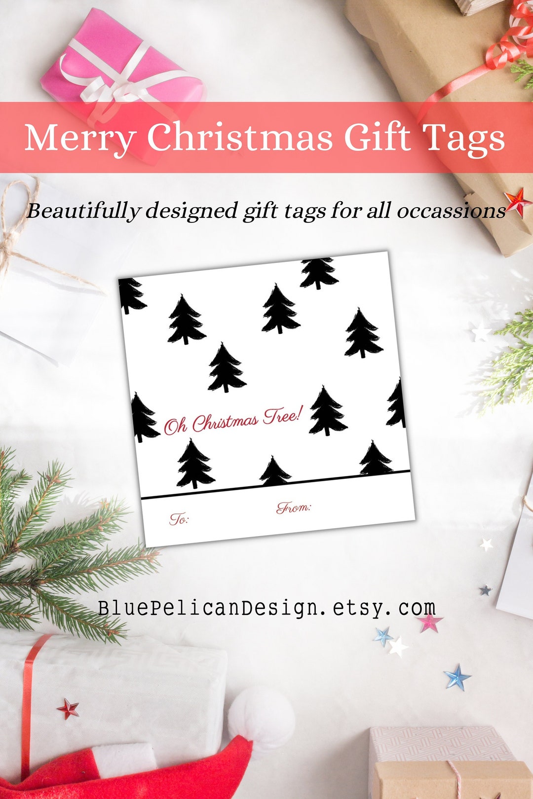 Christmas Tree Gift Tags – Printable Christmas Sticker – Merry ...