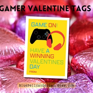 Printable Valentine Favor Tag – Boys Classroom Valentine Cards – Gamer ...