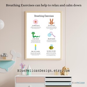 Emotions Chart and Breathing Exercises Poster – Growth Mindset Sign ...