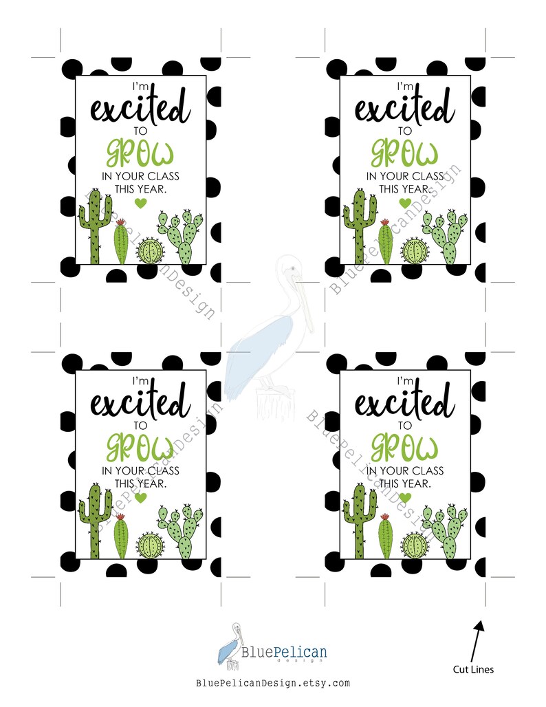 Succulent Teacher Gift Tags – Printable Back to School Present (digital ...