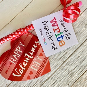 Printable Valentine Card for Kids, You're the WRITE Friend for Me ...