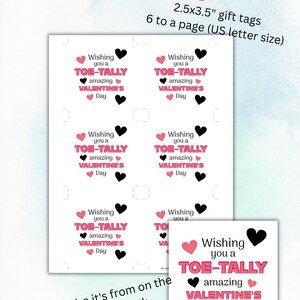 Printable Valentine Card – Wishing You a Toe-tally, Valentine Tag ...