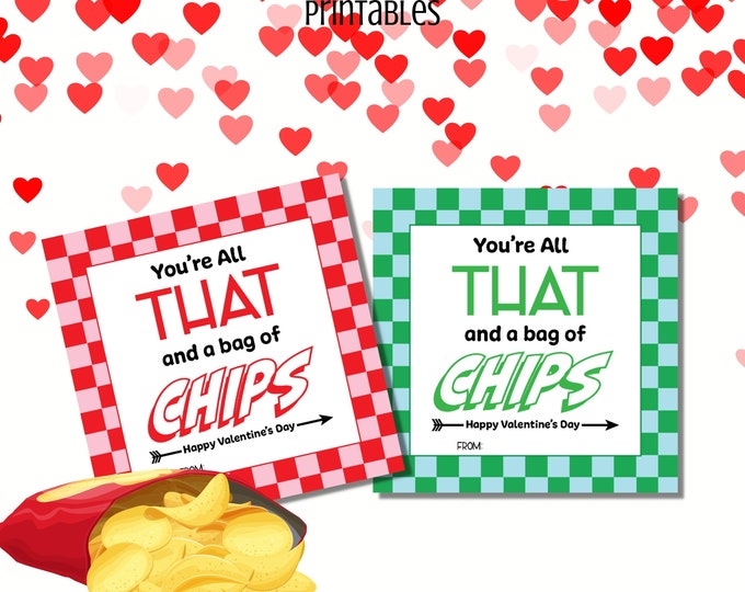 Valentine Chip Bag Tag Printable Pink, Kids Valentines Cards for School ...