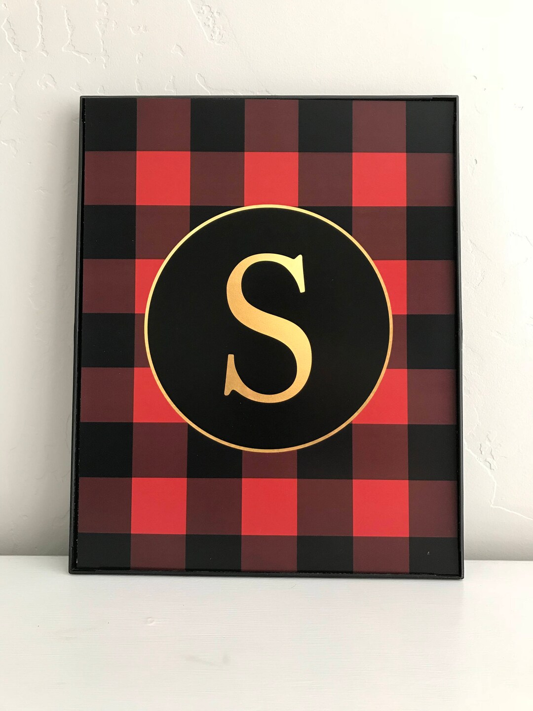 Buffalo Check Initial Christmas Printable - Farmhouse Holiday Decor ...
