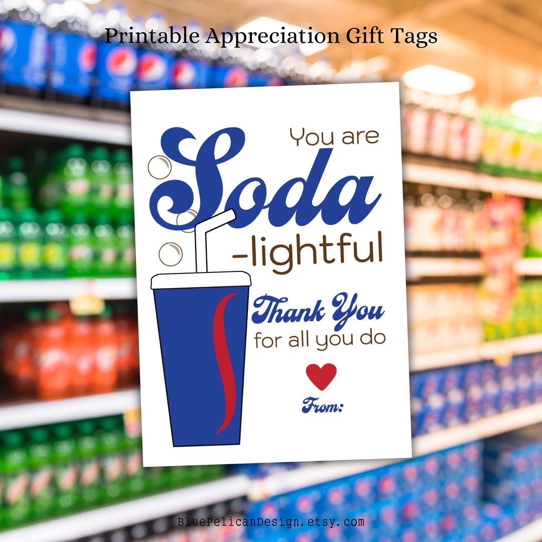 Pepsi Soda-lightful Thank You Gift Tags – Printable Soda Card for ...