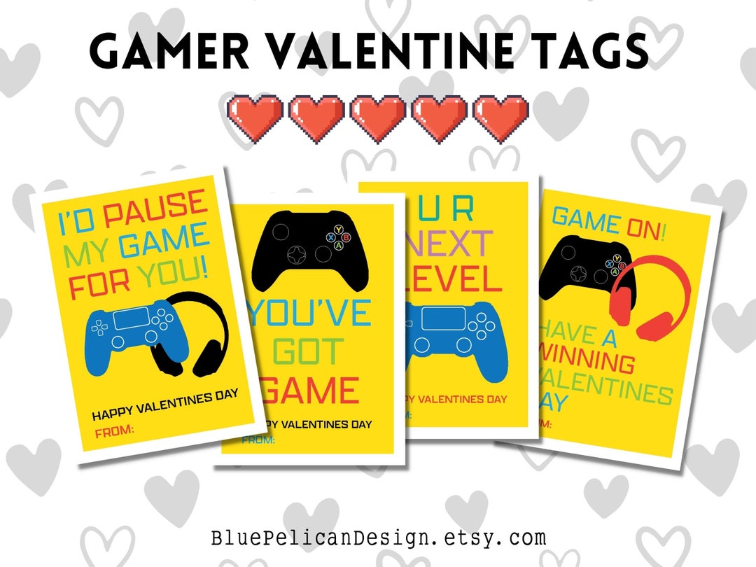 Printable Valentine Favor Tag – Boys Classroom Valentine Cards – Gamer ...