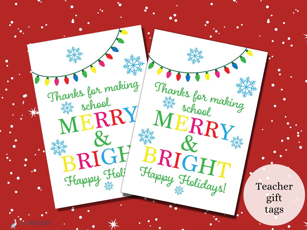 Teacher Gift Tags – Christmas Gift Tag for Teacher – Printable Tags ...