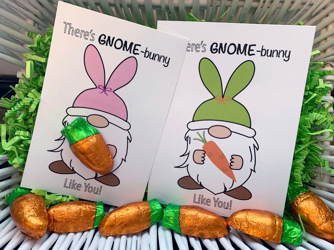 Printable Easter Card for Kids, Gnome-bunny Gift Tag (digital Download ...