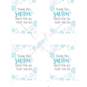 Thank You SNOW Much Teacher Gift Tags Christmas Gift Tag Co-workers ...