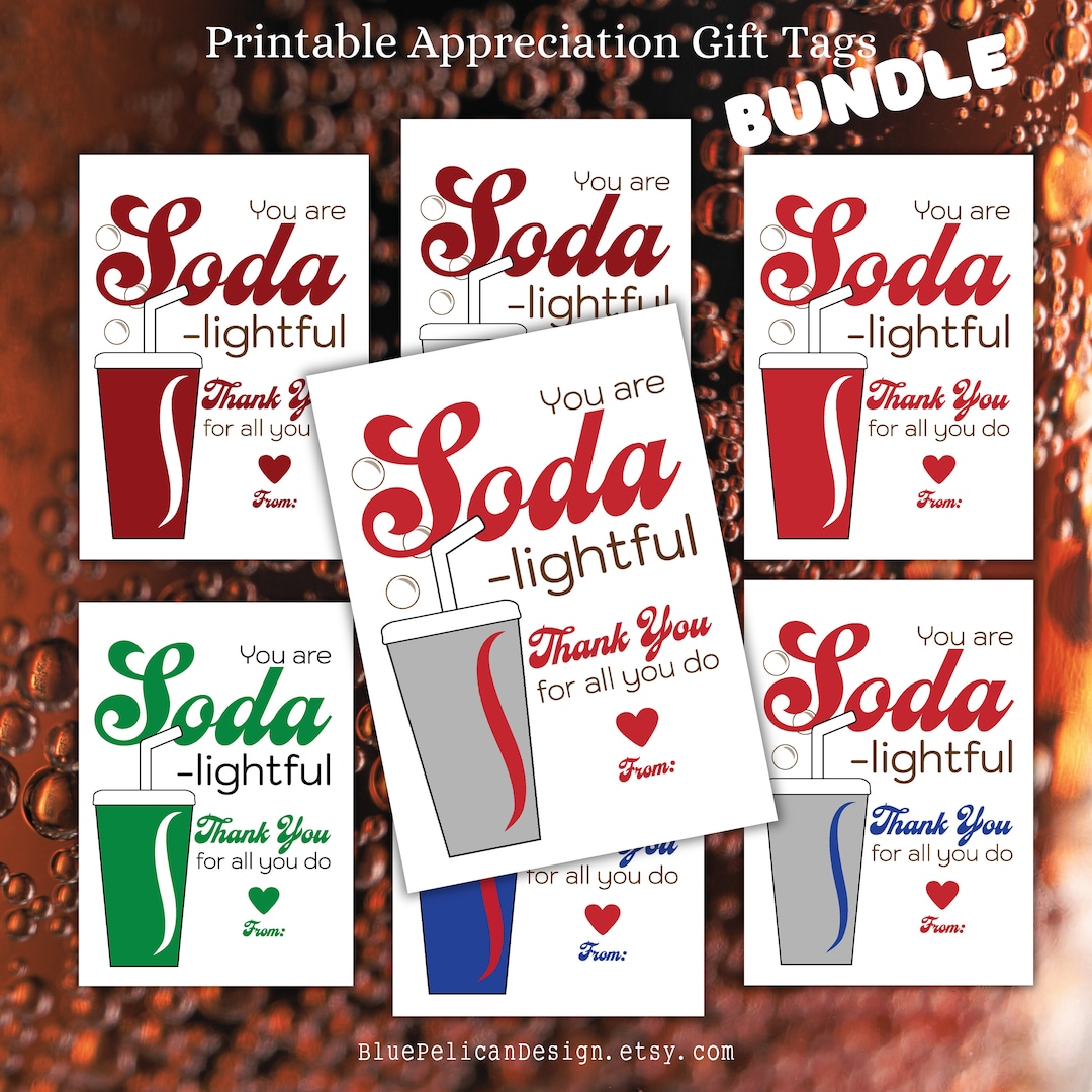 Printable Soda Appreciation Gift Tags – Soda Delightful – Tumbler Gift ...