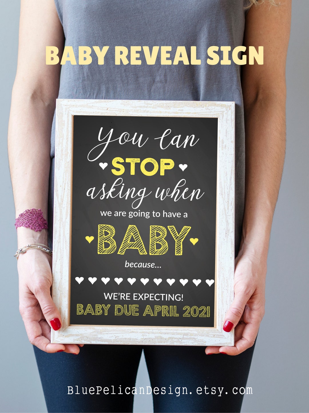 Pregnancy Reveal Sign – Baby Announcement Poster – Pregnancy Photo Prop ...