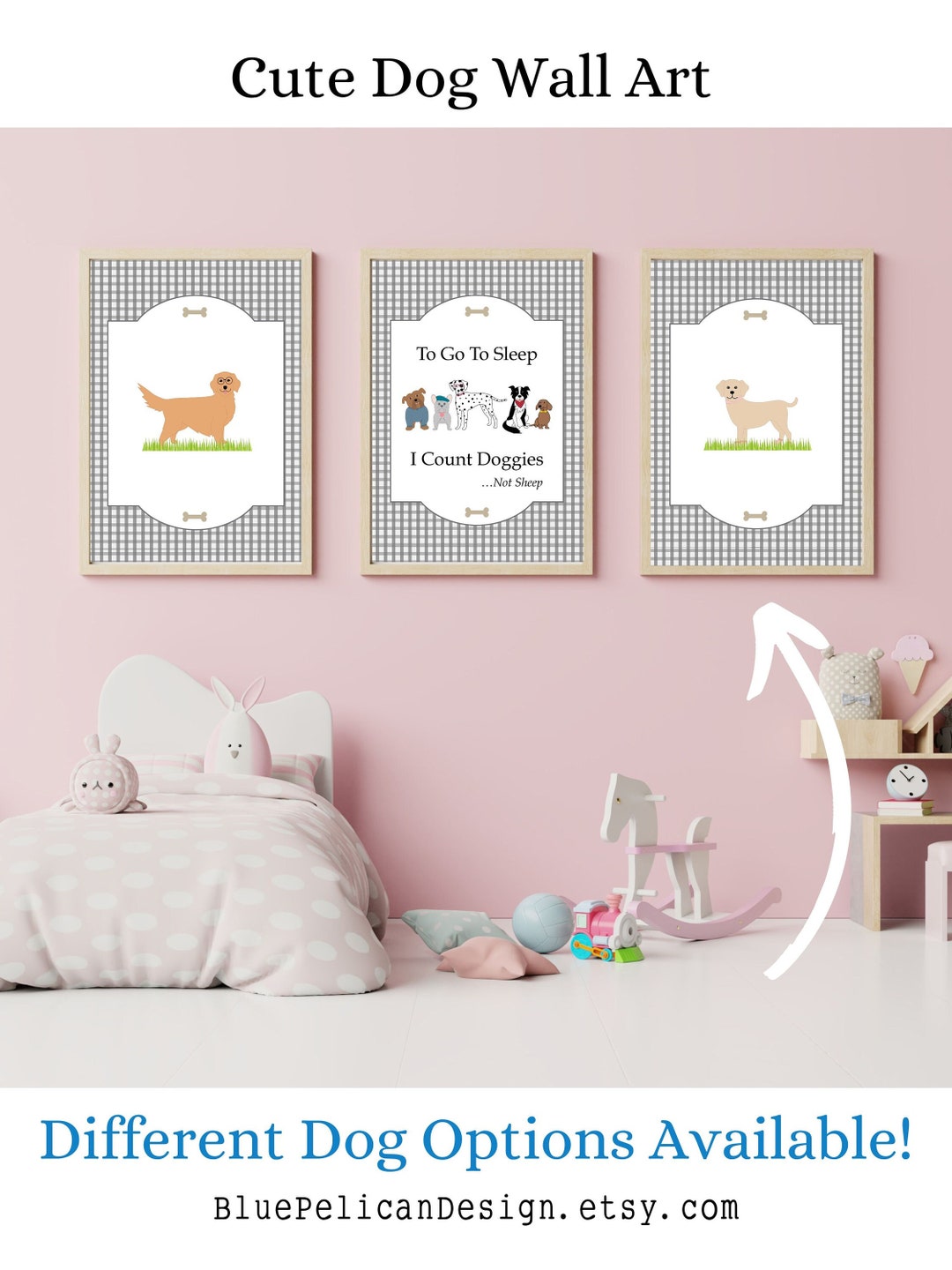 Girls Room Dog Wall Art – girl Puppy Prints – Puppy Nursery Prints ...