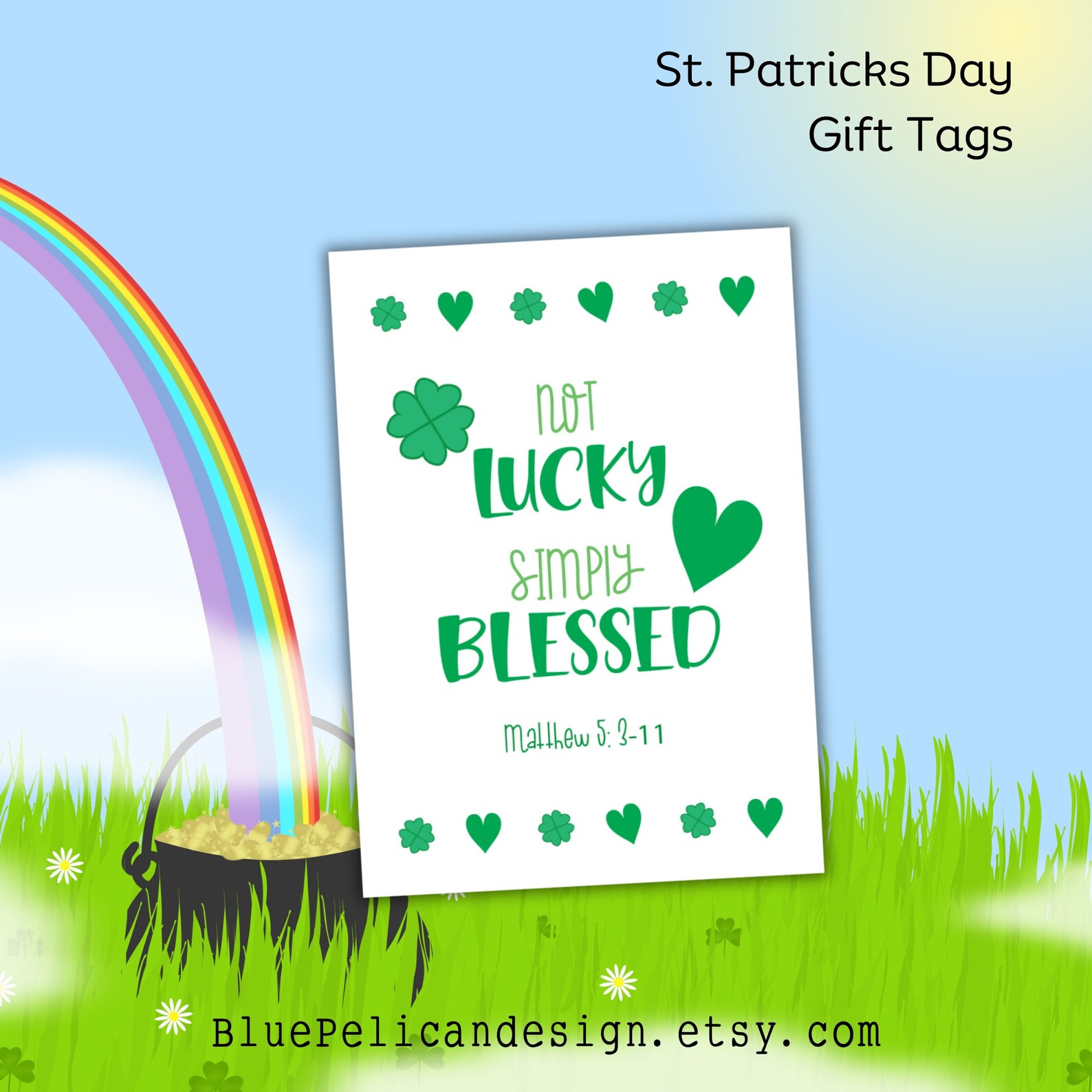 Not Lucky Simply Blessed Card Printable – Christian St. Patrick's Day ...