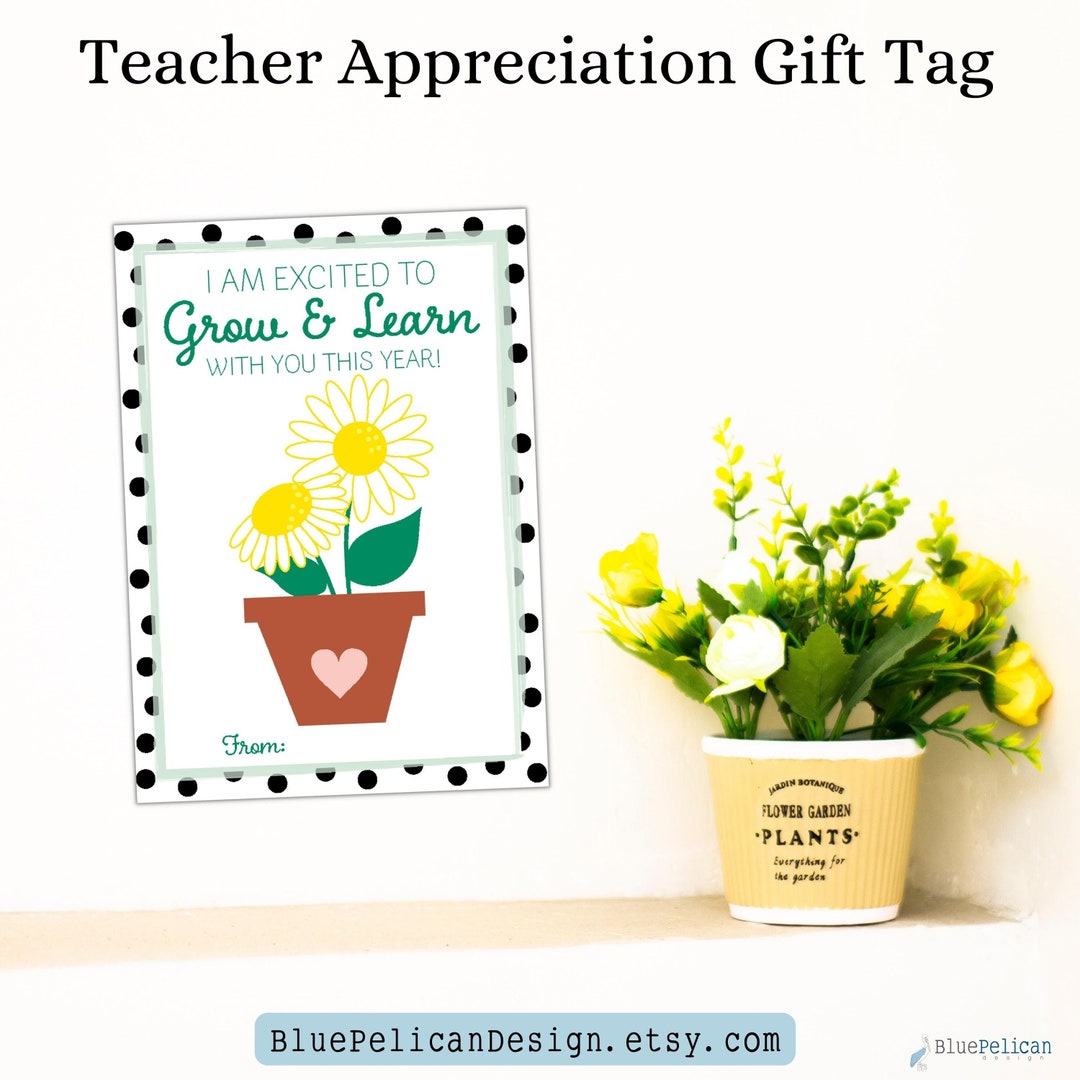 Teacher Gift Tag – Succulent Plant, Printable Appreciation Card ...