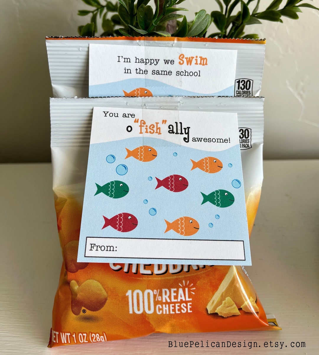 Goldfish Valentine Cards – Printable Non-candy School Gift Tag (digital ...