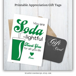 Sprite or 7up Soda-lightful Thank You Gift Tags – Printable Soda Card ...