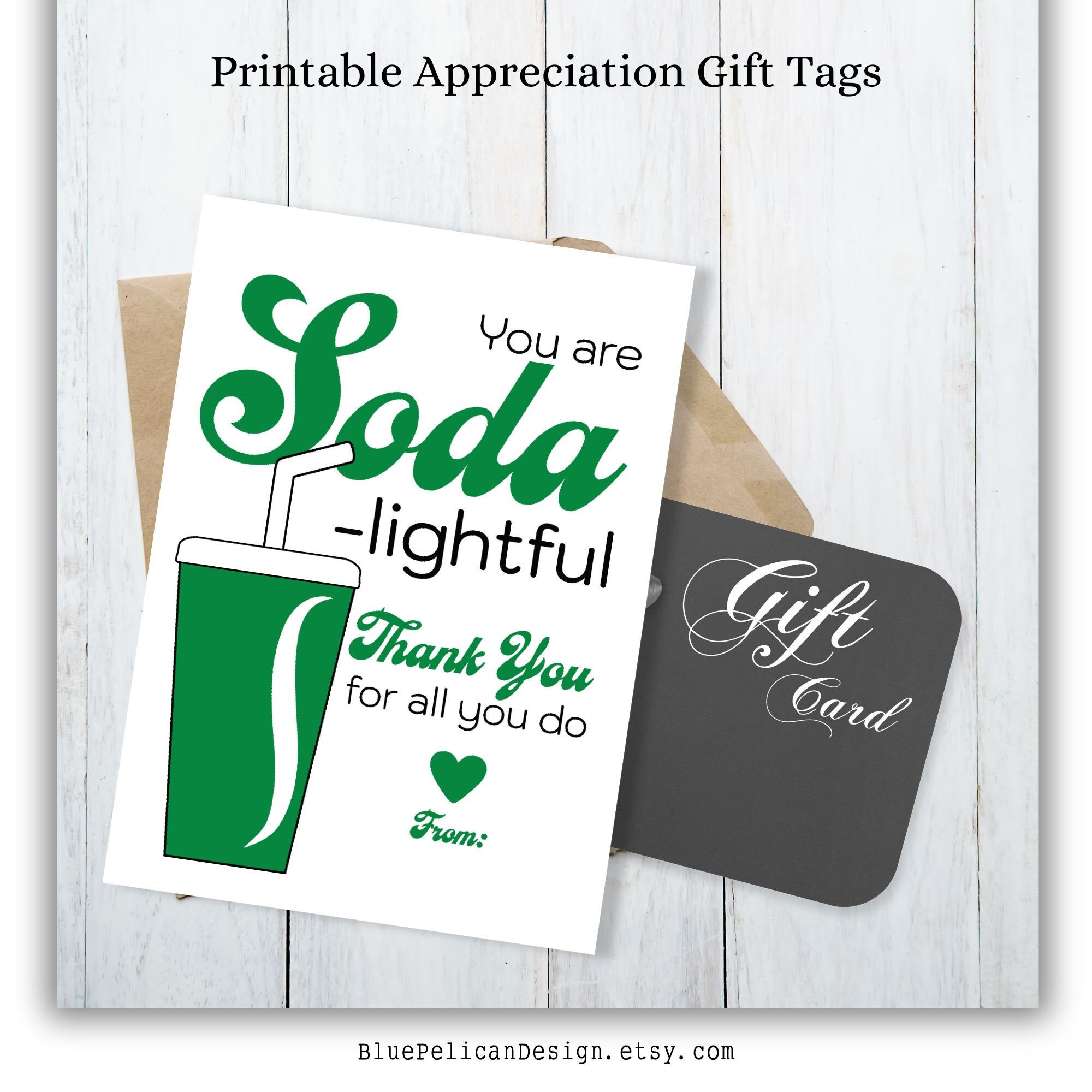 Sprite or 7up Soda-lightful Thank You Gift Tags – Printable Soda Card ...