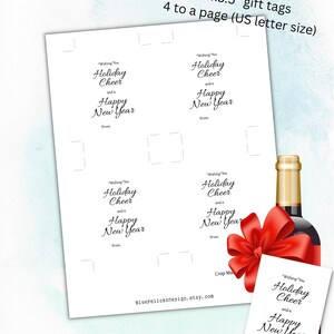 Holiday Cheer Gift Tag Template Printable Gold NYE Favor Tags Editable ...