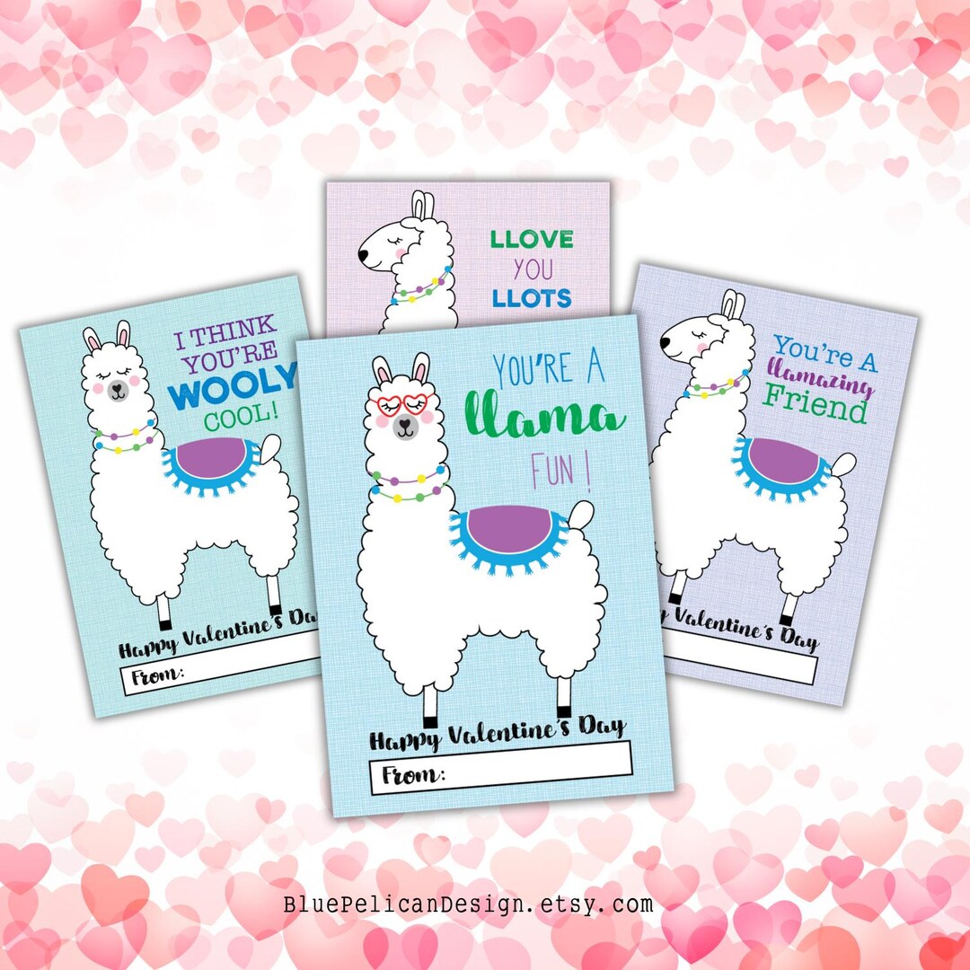 Llama Valentine Cards, Printable Classroom Gift Tags (PDF, JPG) - Etsy