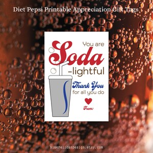 Diet Pepsi Soda-lightful Thank You Gift Tags – Printable Soda Card for ...