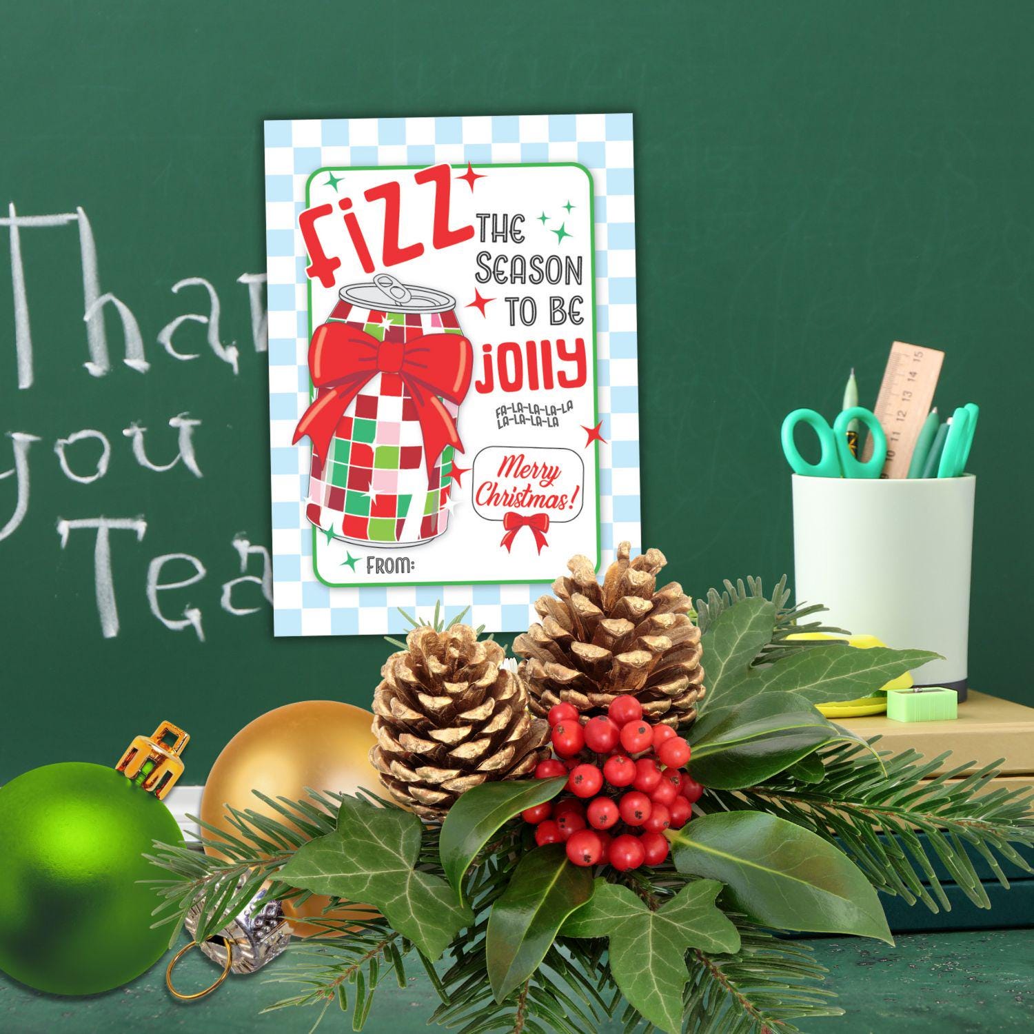 Printable Christmas Gift Tag, Fizz the Season to Jolly Soda Pop Tag for ...