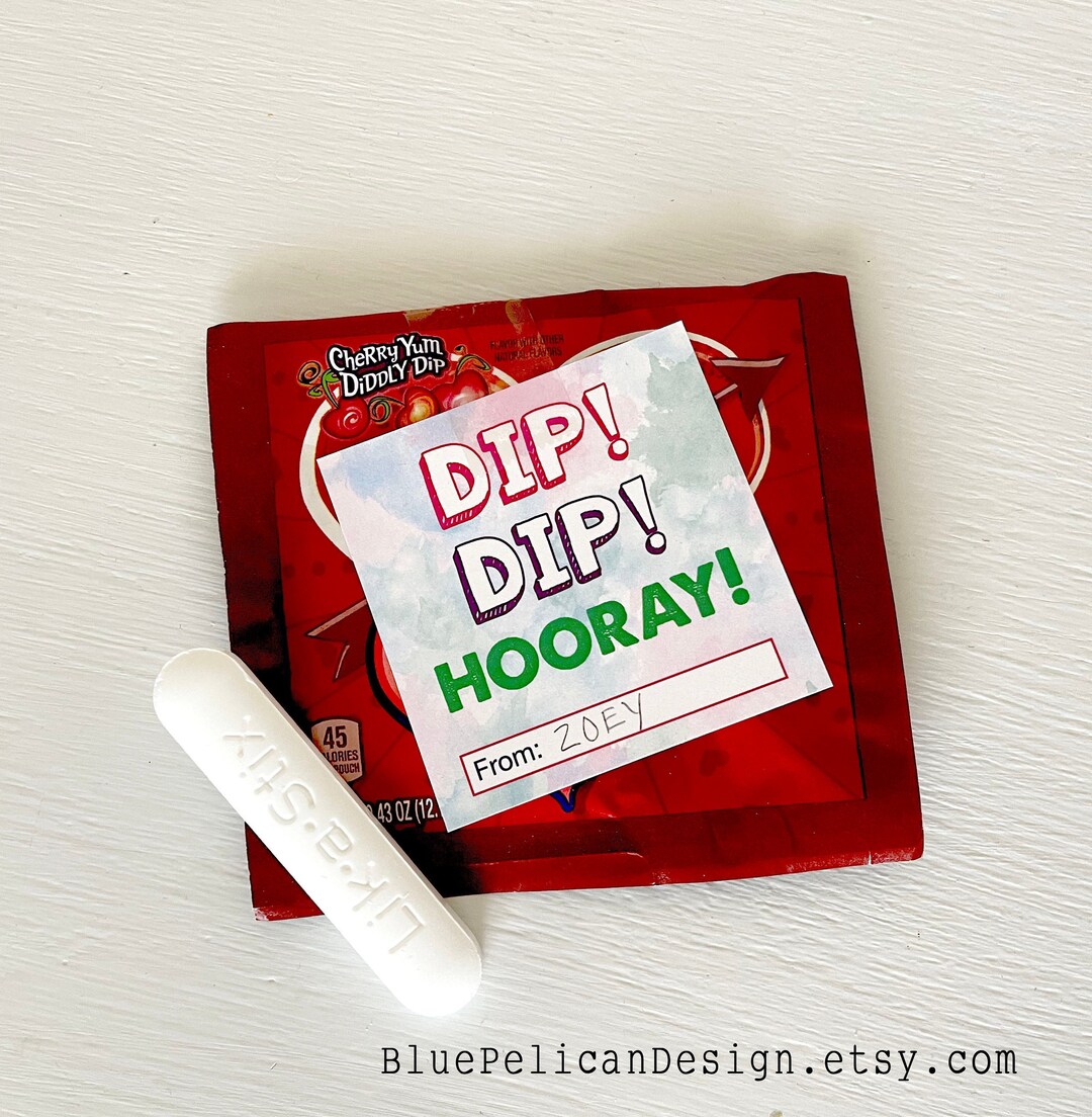 Printable School Valentine Card for Kids Dip Dip Hooray Valentine Tags ...