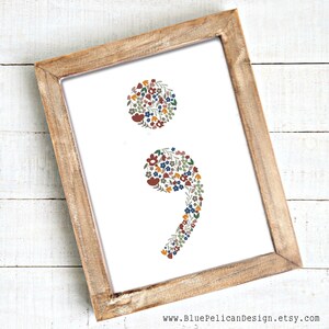 Semicolon Floral Print - Mental Health Awareness Art (PDF) - Etsy