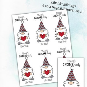 Valentines Gnomes Printable Card - Adorable 'there's Gnome-body Like ...