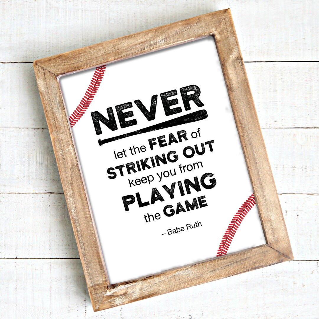 Motivational Baseball Wall Art Room Decor – Babe Ruth Quote – Boys ...