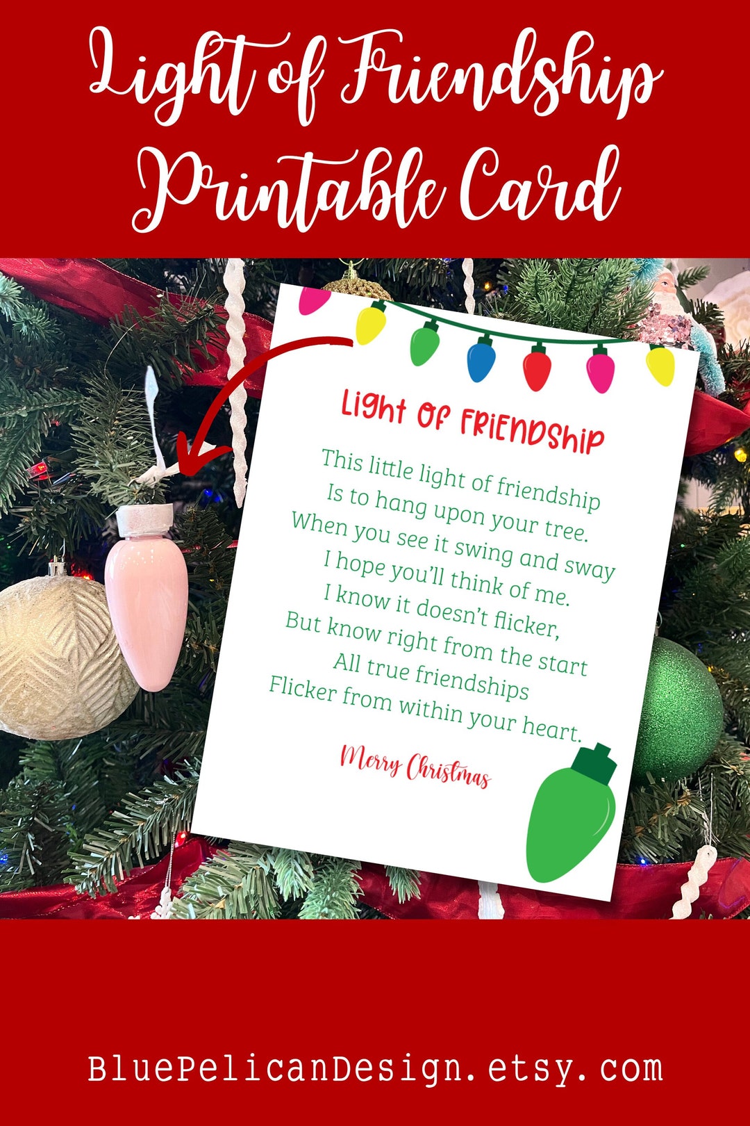 Light of Friendship Gift Tag – Printable – Christmas Ornament Tag ...