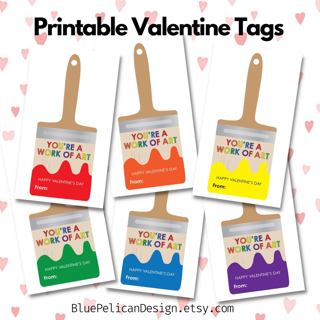 Classroom Valentine Cards – You're A Work of Art – art Valentine ...
