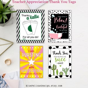 Printable Appreciation Gift Tag Bundle – Thank You Gift Tags – Teacher ...