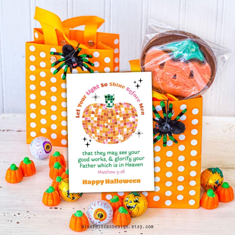 Printable Let Your Light Shine Bible Verse Halloween Gift Tag – Disco ...