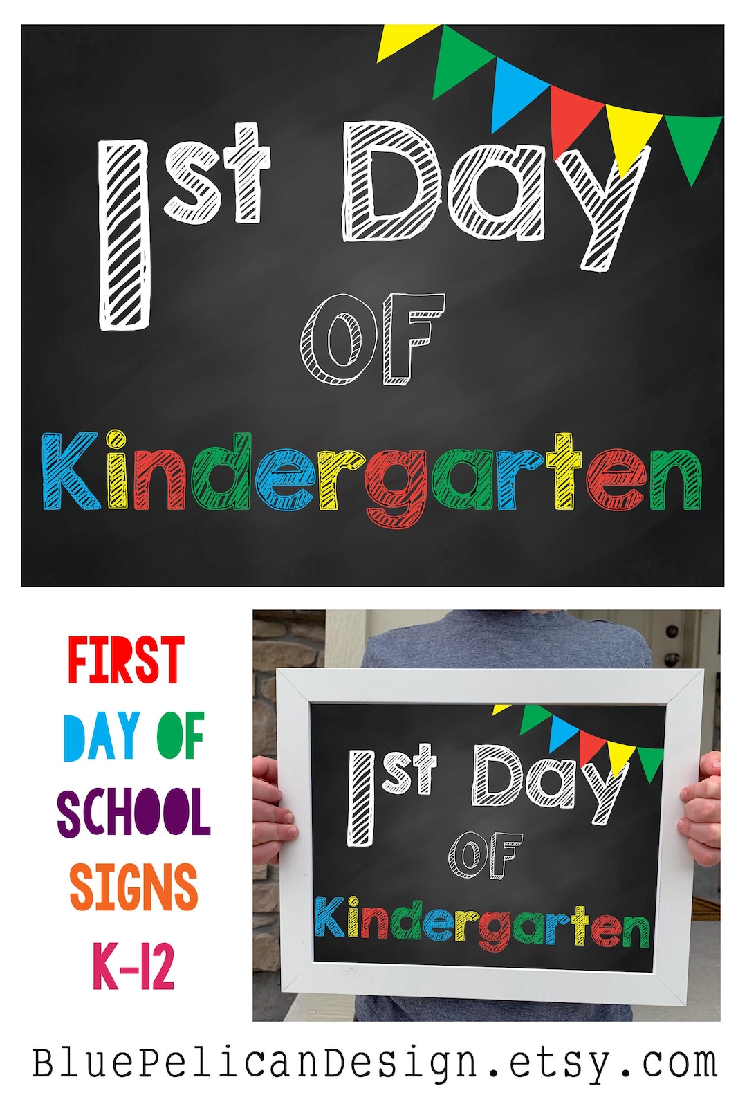 Kindergarten Sign, Instant Download, First Day of School Sign - Etsy