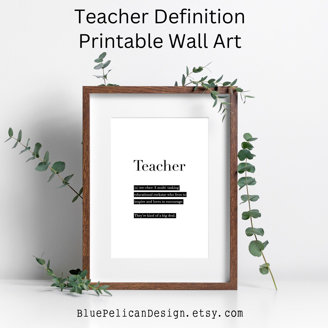 Teacher Word Definition Wall Art – Noun Definition Printable Teacher ...