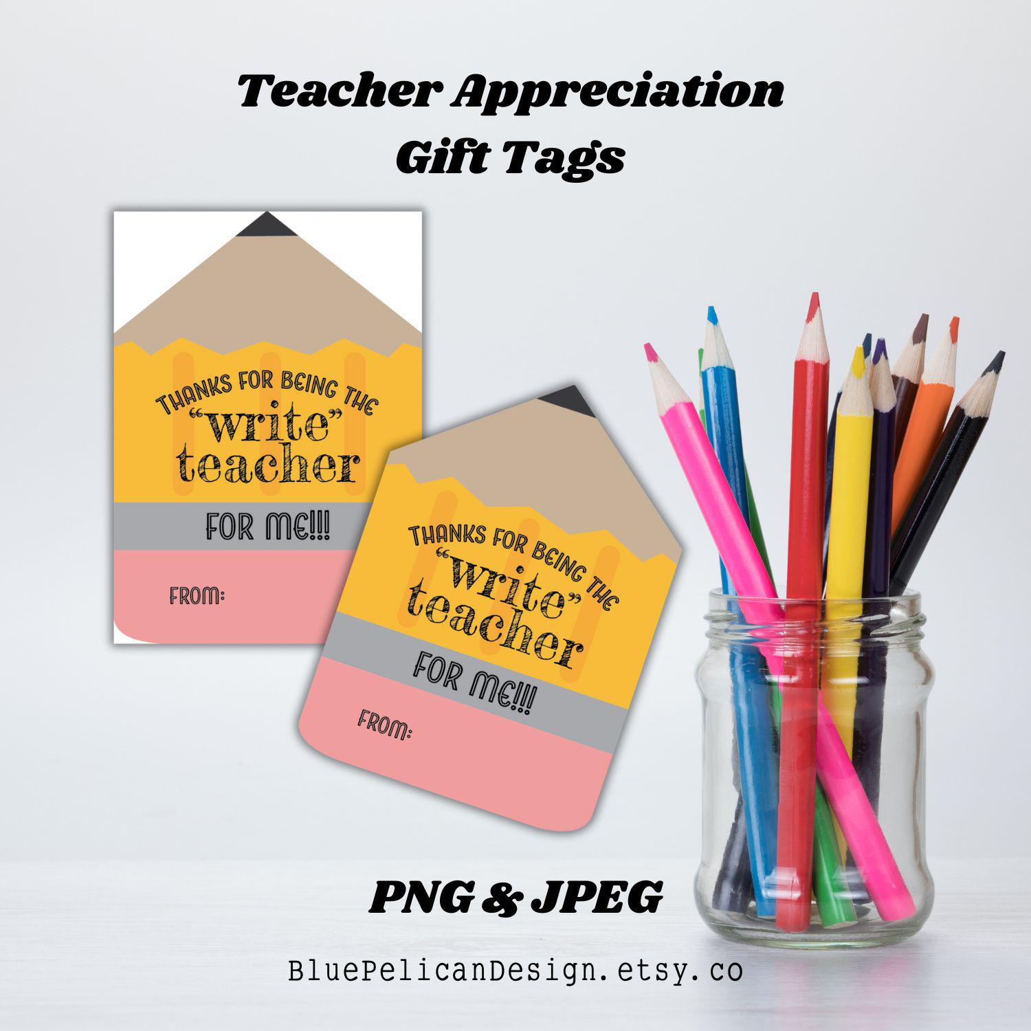 Pencil Gift Tag – Printable Teacher Appreciation Favor Tag – Thank You ...