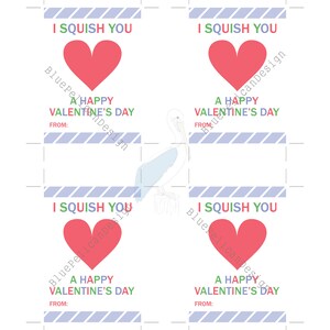 Classroom Valentine Cards – Squishy Valentine – valentine Favor Tags ...